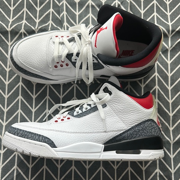 Nike | Shoes | Nike Air Jordan 3 Fire Red Denim | Poshmark